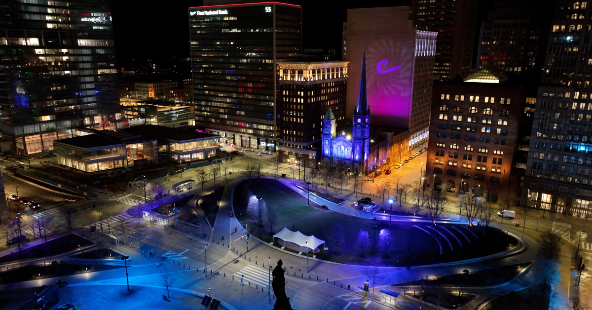 A Large-Scale, Permanent Light Show Transforms Downtown Cleveland Nights